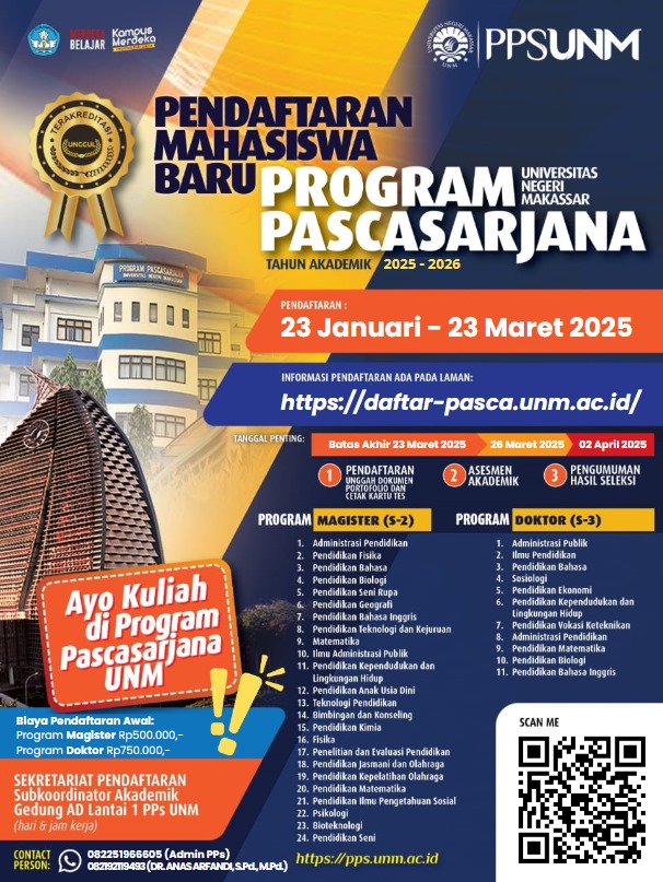 PENDAFTARAN MAHASISWA BARU PROGRAM PASCASARJANA UNIVERSITAS NEGERI MAKASSAR TAHUN AKADEMIK 2025/ ...